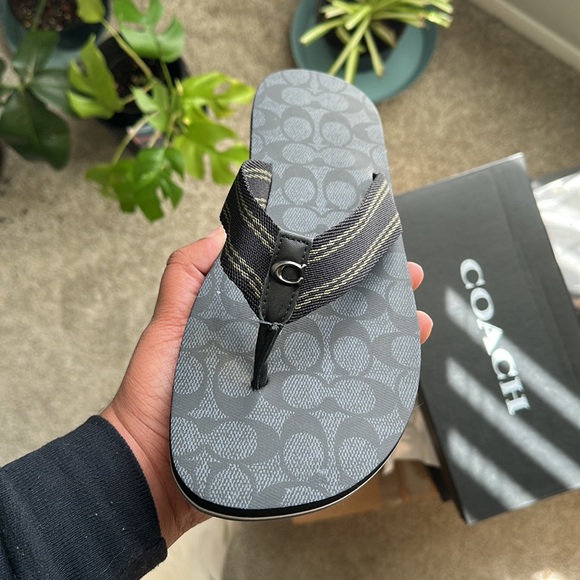 Coach | Shoes | Coach Mens Signature Flip Flops Charcoalblack | Poshmark